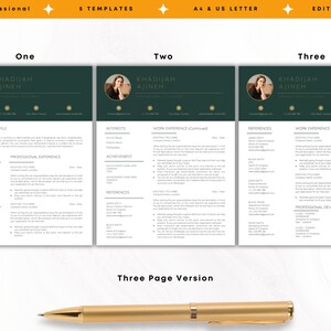 Resume CV Templates Modern Design Word Docs, 1 2 3 Page Professional ...