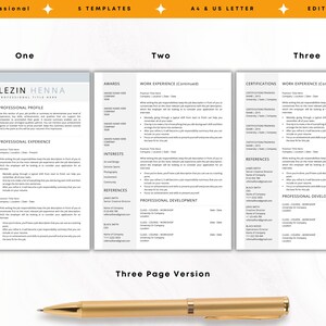 CV Templates Modern Resume Design Word Docs, 1 2 3 Page Professional ...