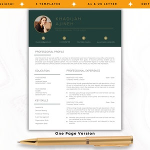 Resume CV Templates Modern Design Word Docs, 1 2 3 Page Professional ...