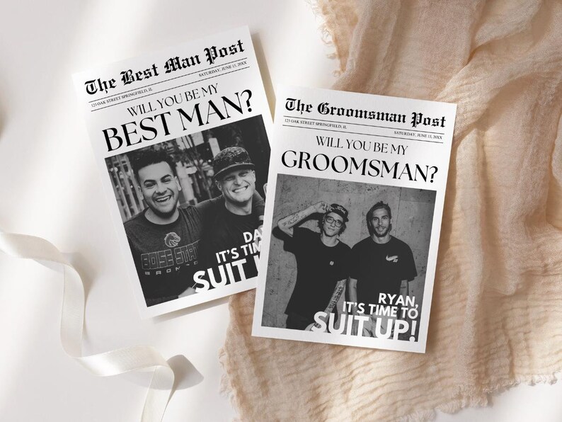 Newspaper Groomsman Proposal Card Template (digital Download) - Etsy