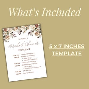 Boho Bridal Shower Program, Bridal Party Program Template, Printable ...