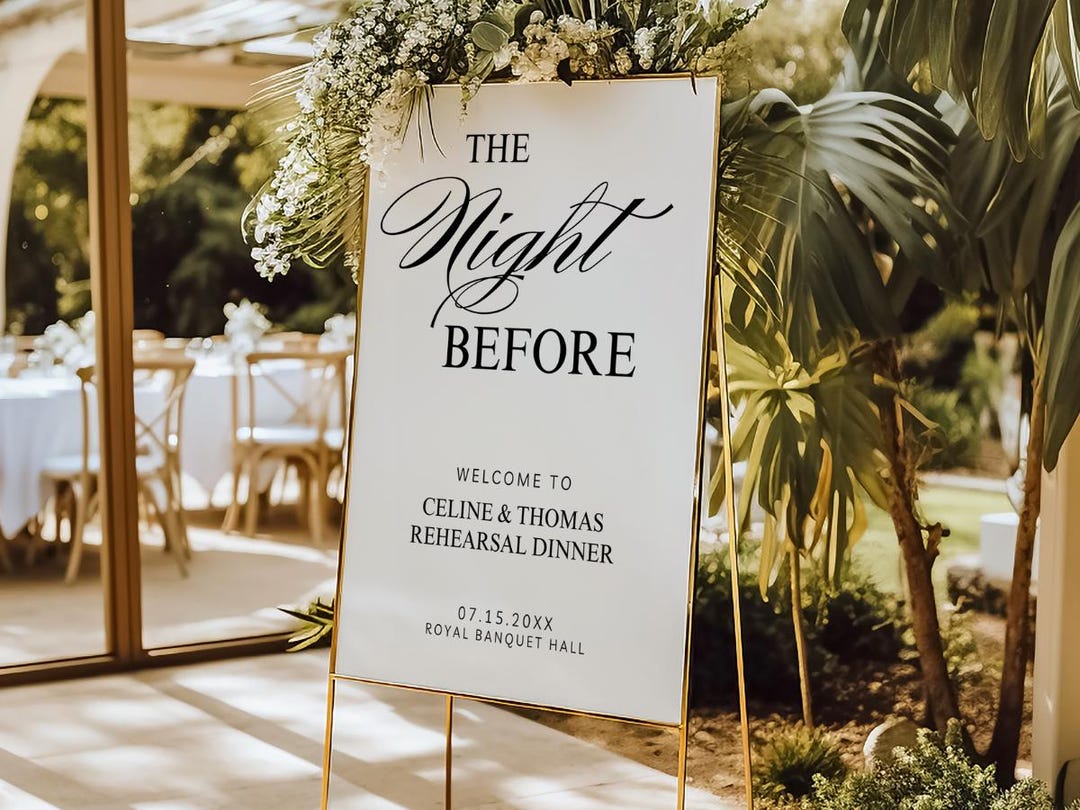 Rehearsal Dinner Welcome Sign Template, the Night Before Welcome Sign ...