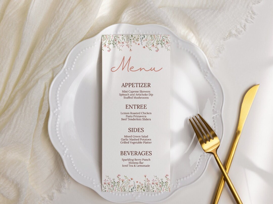 Wildflower Bridal Shower Menu Card Template (digital Download) - Etsy