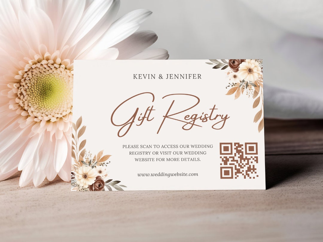 Wedding Gift Registry Card, Registry Card Template, Bridal Shower ...