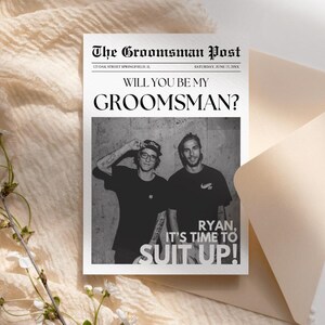Newspaper Groomsman Proposal Card Template (digital Download) - Etsy