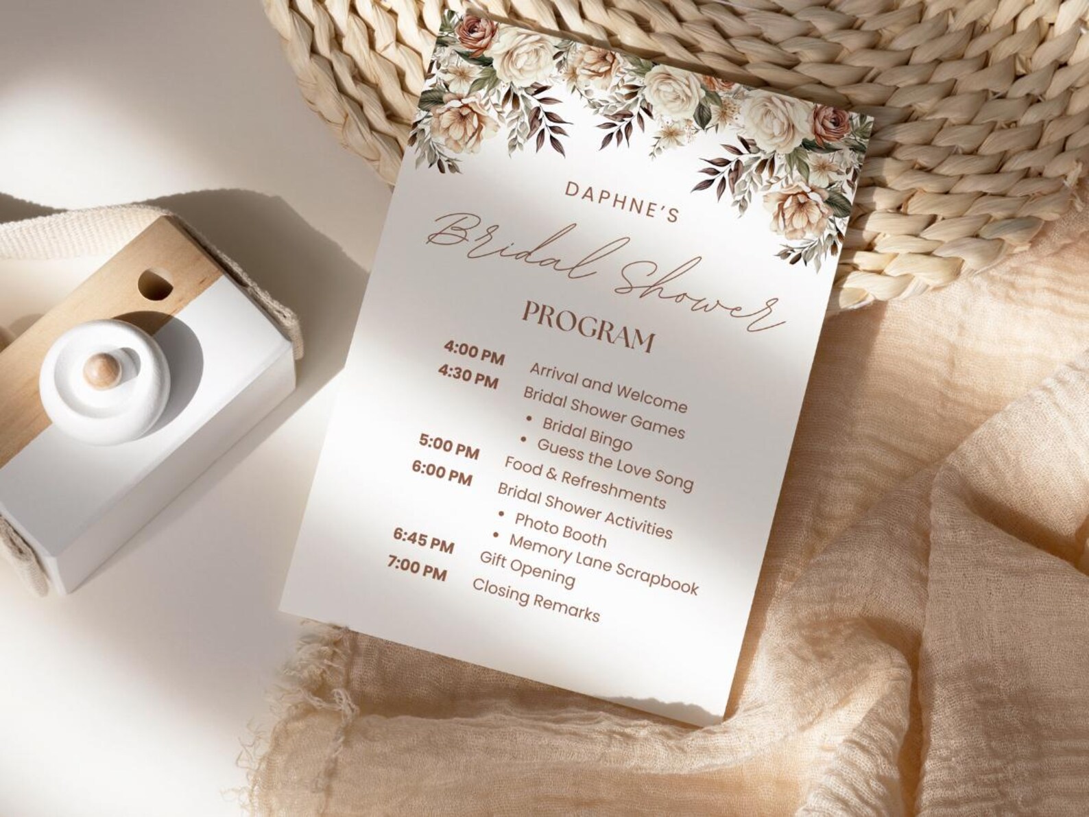 Boho Bridal Shower Program, Bridal Party Program Template, Printable ...