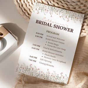 Wildflower Bridal Shower Program, Bridal Party Program Template ...