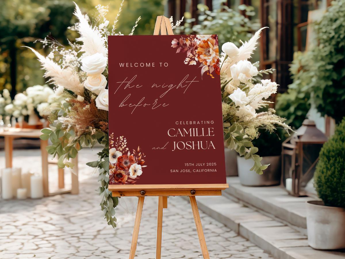 Rehearsal Dinner Welcome Sign Template, the Night Before Welcome Sign ...