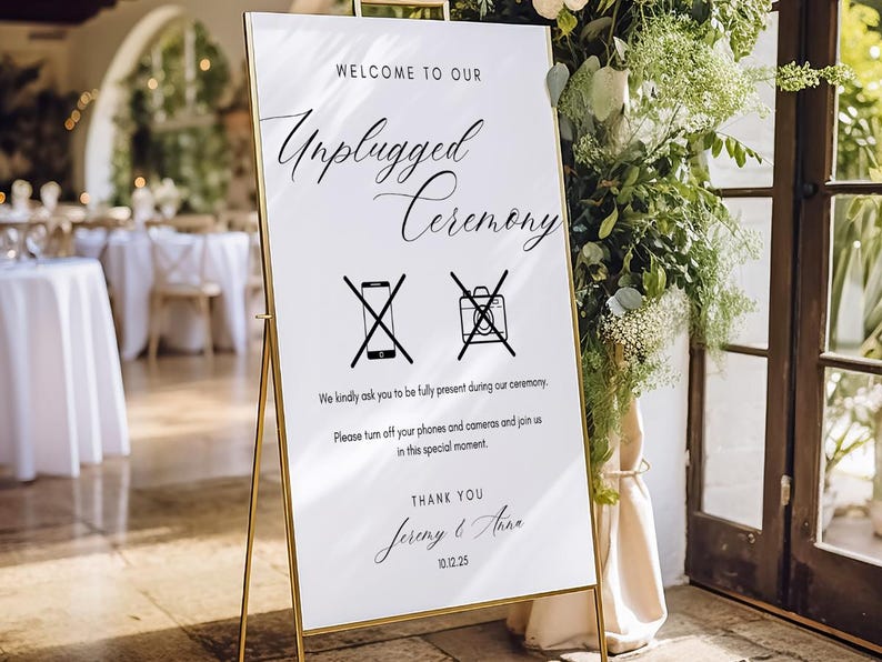 Unplugged Ceremony Wedding Sign Template, Minimalist Elegant Design ...