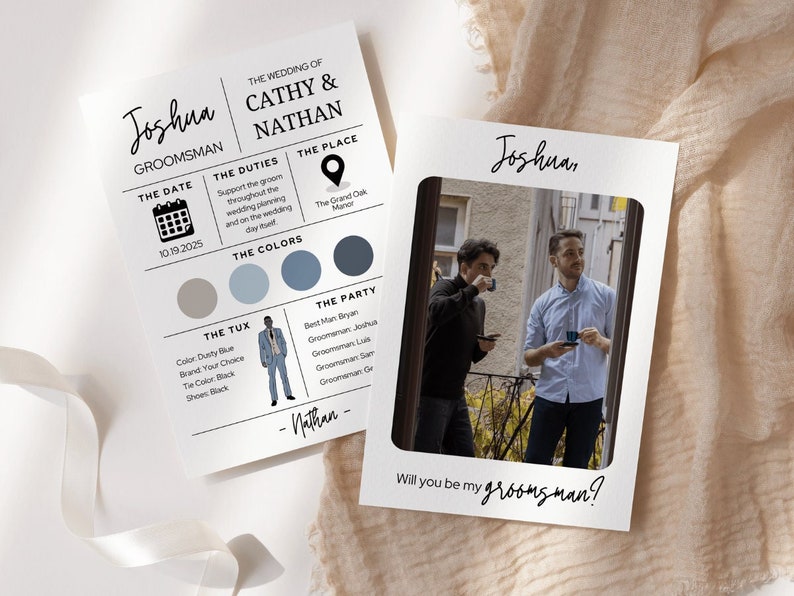 Groomsman Proposal Card, Modern Groomsmen Proposal Card Template, Best ...