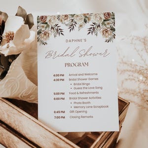 Boho Bridal Shower Program, Bridal Party Program Template, Printable ...