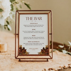 Rustic Wedding Bar Menu Template, Printable Drinks Sign (digital ...