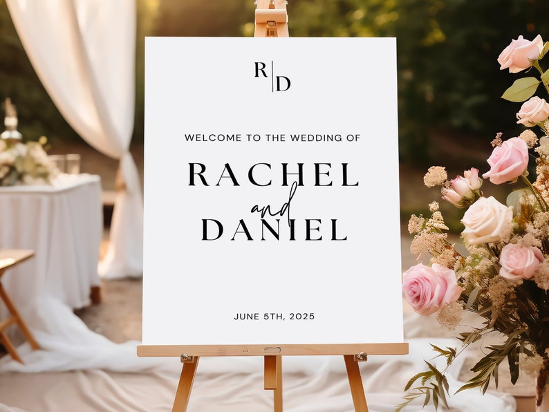 Wedding Entrance Sign, Minimalist Wedding Welcome Sign Template ...