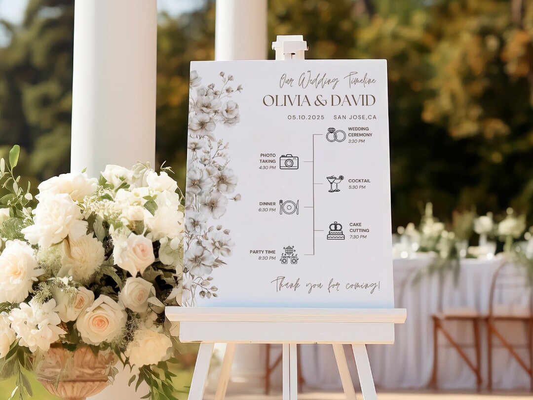 Wedding Timeline Sign Template, Modern Wedding Order of Events Timeline ...