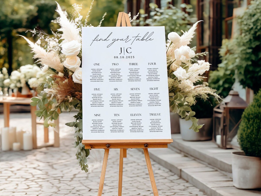 Wedding Seating Chart Sign Template, Table Seating Chart, Seating Chart ...