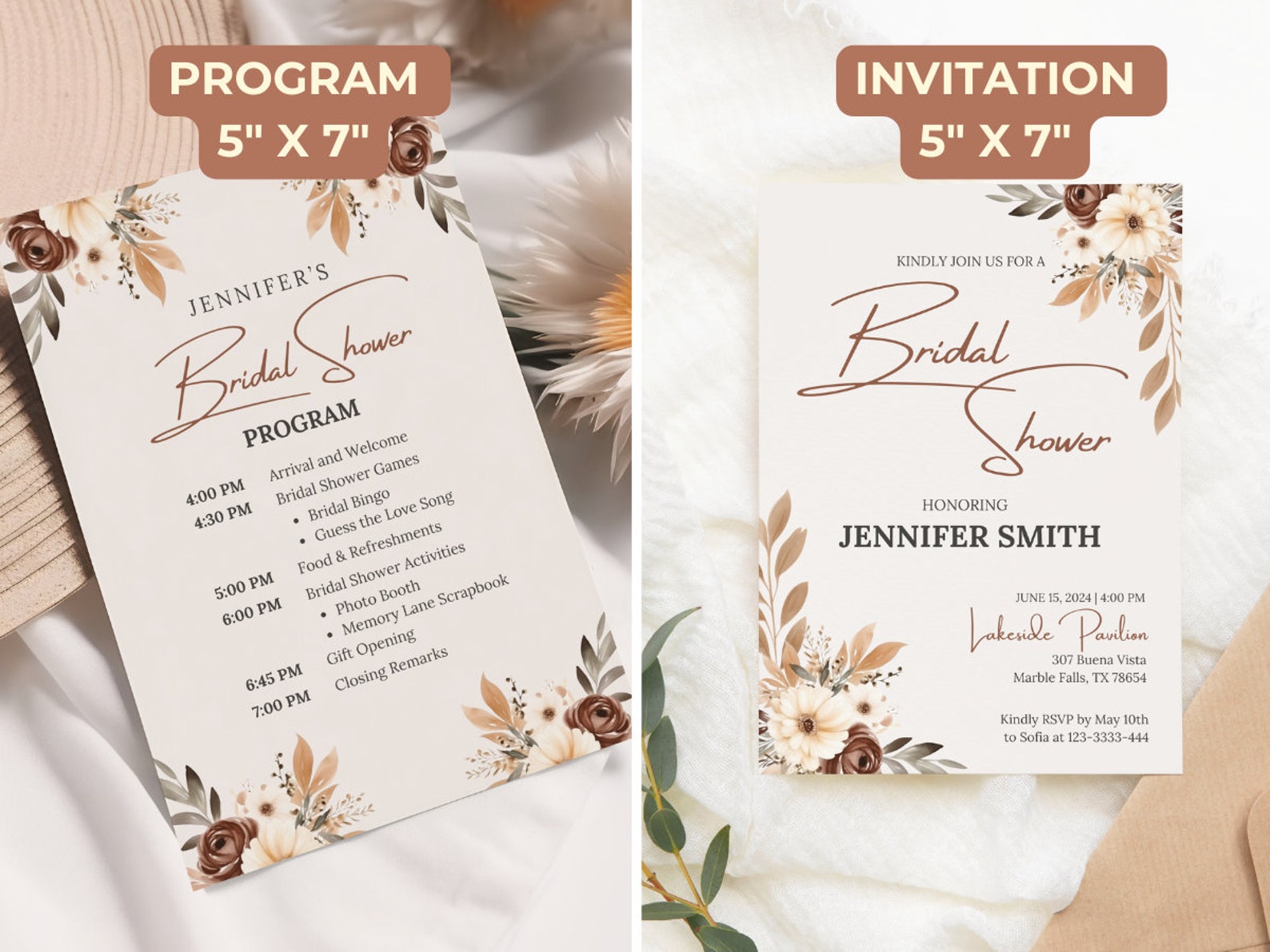 Boho Floral Bridal Shower Bundle, Printable Invitation & Games (PDF) - Etsy