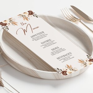 Boho Floral Bridal Shower Menu Card Template (digital Download) - Etsy