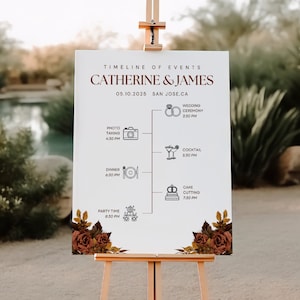 Wedding Timeline Sign Template, Boho Wedding Order of Events Timeline ...