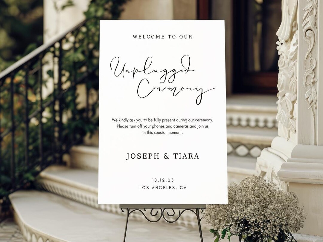Unplugged Ceremony Sign, Wedding Welcome Sign Template, Minimalist ...
