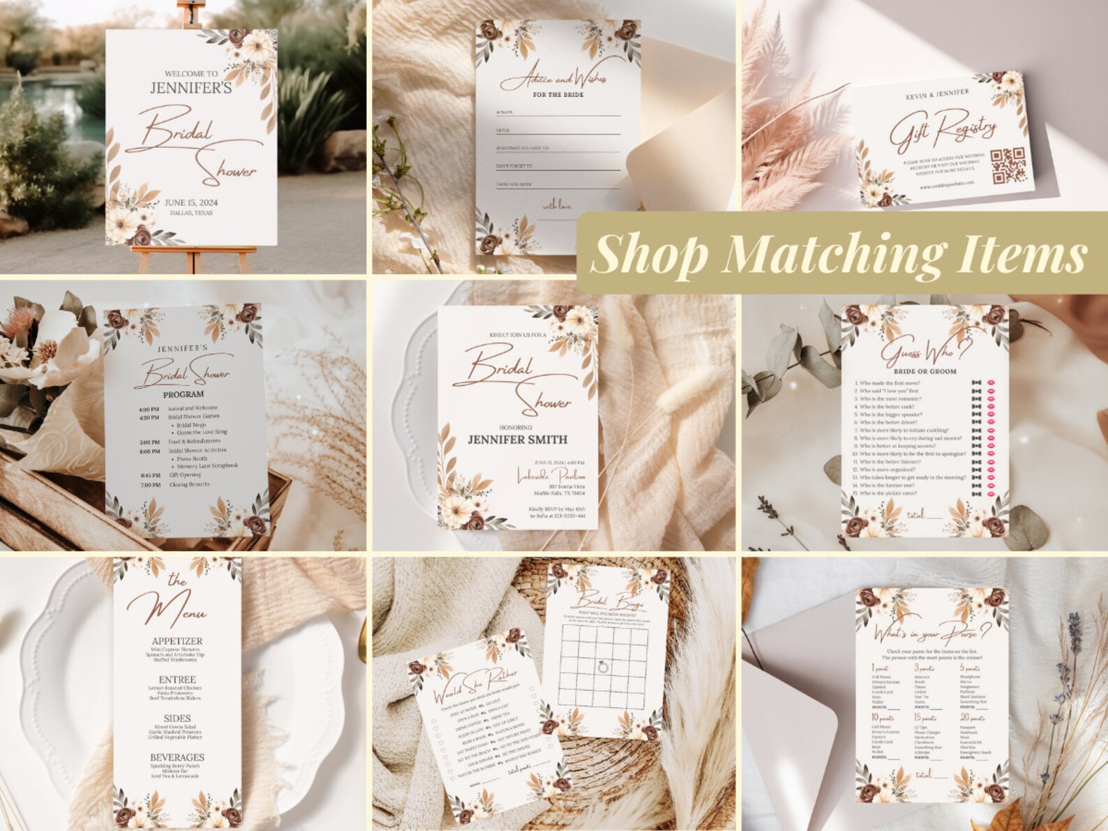 Boho Bridal Shower Program, Bridal Party Program Template, Printable ...