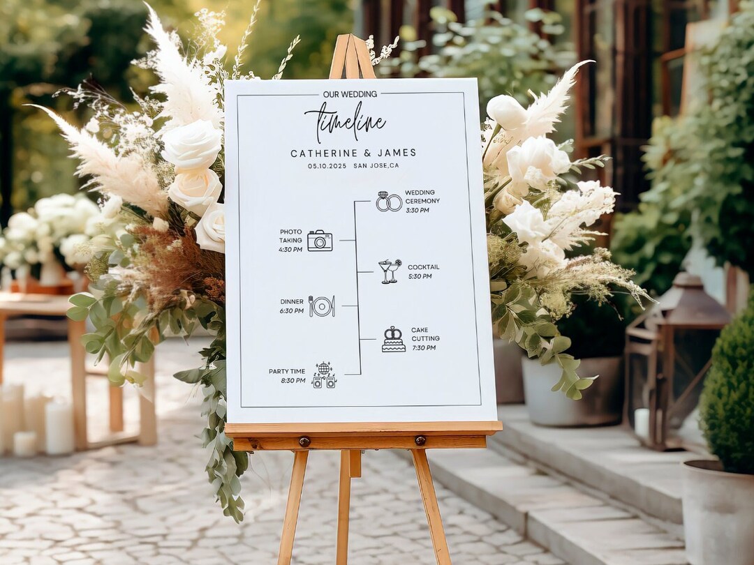 Wedding Timeline Sign Template, Minimalist Wedding Order of Events ...