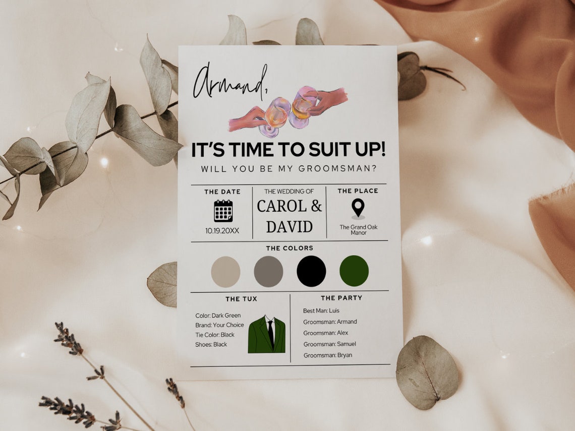 Groomsman Proposal Card, Groomsmen Proposal Card Template, Best Man ...