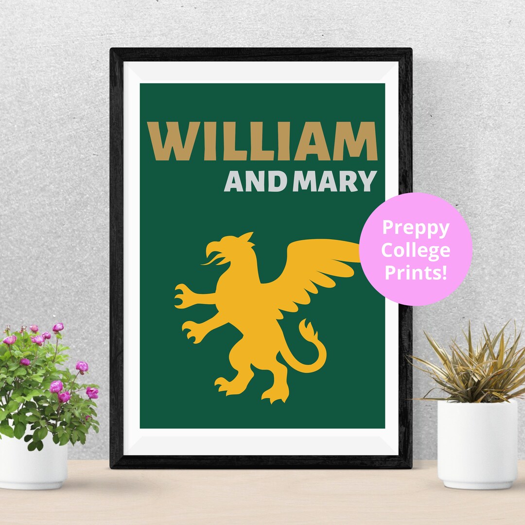 William and Mary Preppy Print - Etsy