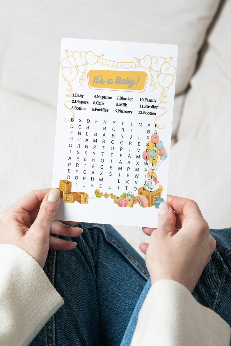 Printable Baby Shower Word Search! Party Game Puzzle - Etsy