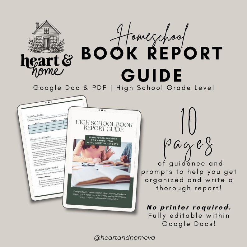 High School Book Report Template | Editable Google Doc & Printable PDF ...