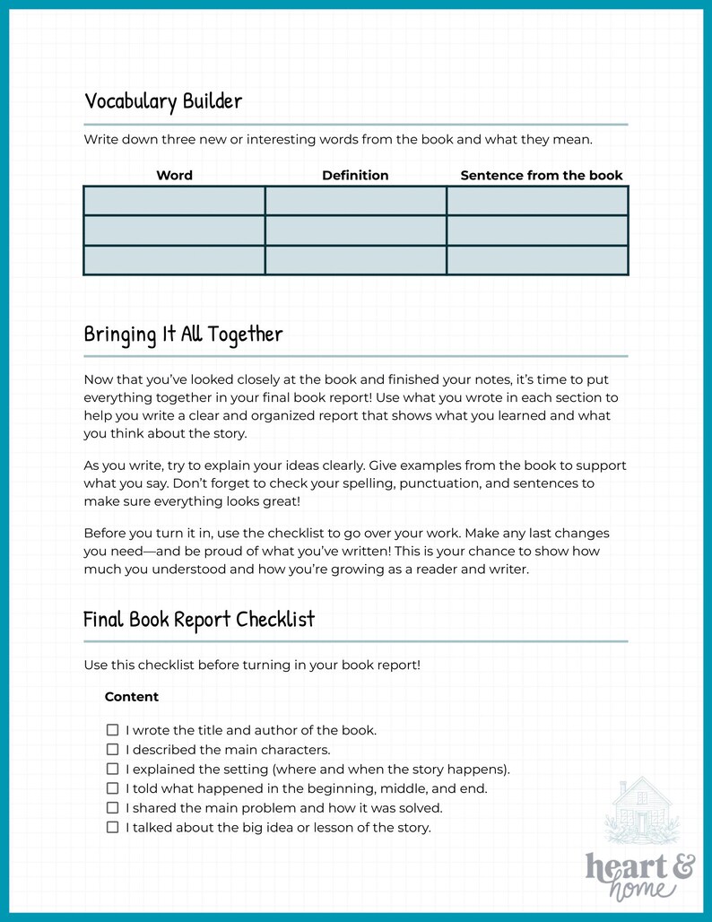 Printable Book Report Guide for Elementary Students | Fun and Easy Book ...
