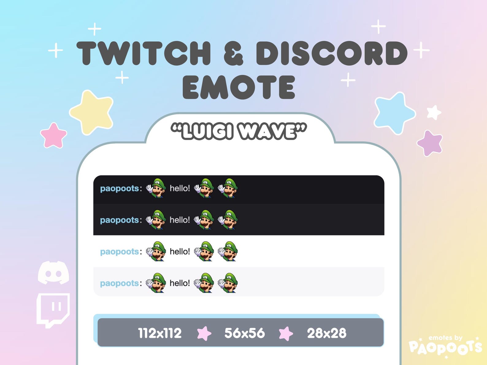 Cute Luigi Wave Emote | Twitch & Discord (digital Download) - Etsy