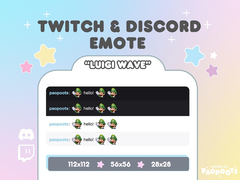 Cute Luigi Wave Emote | Static Emote for Twitch & Discord - Etsy
