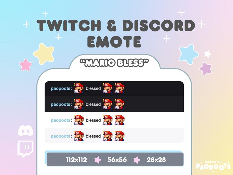 Mario Bless Emote | Cute Twitch & Discord Static Emote (digital ...