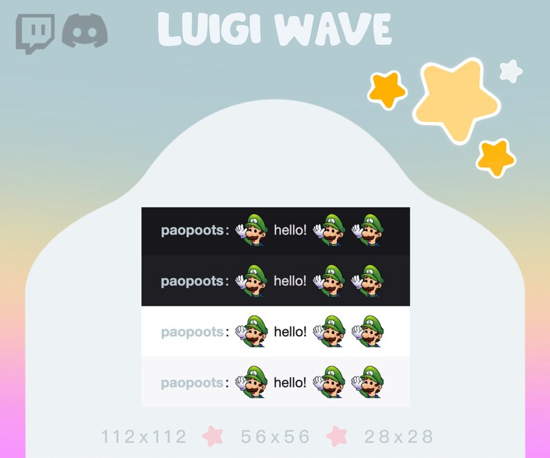 Cute Luigi Wave Emote Static Emote for Twitch & Discord - Etsy