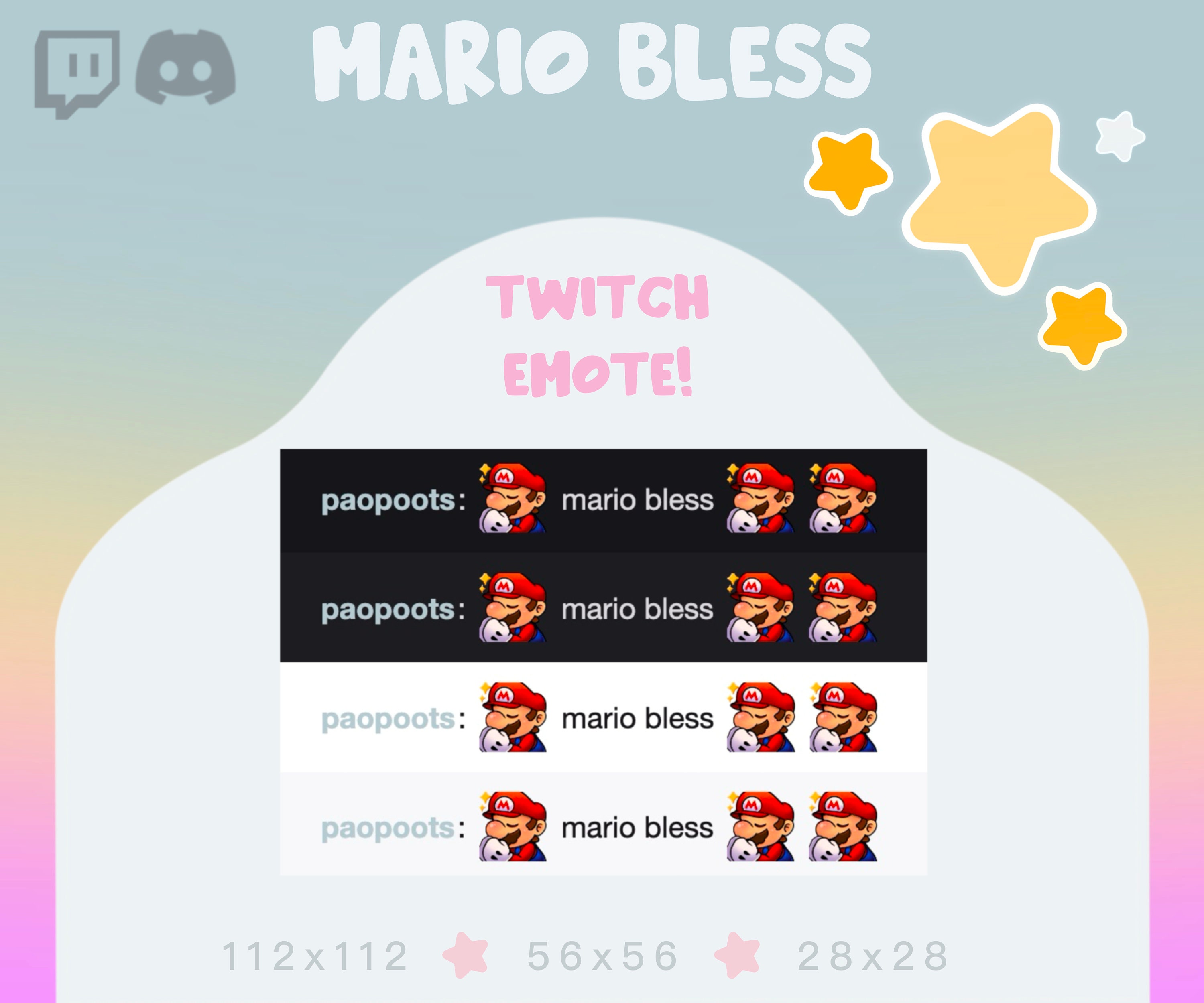 Cute Mario Bless Emote Static Emote for Twitch & Discord - Etsy