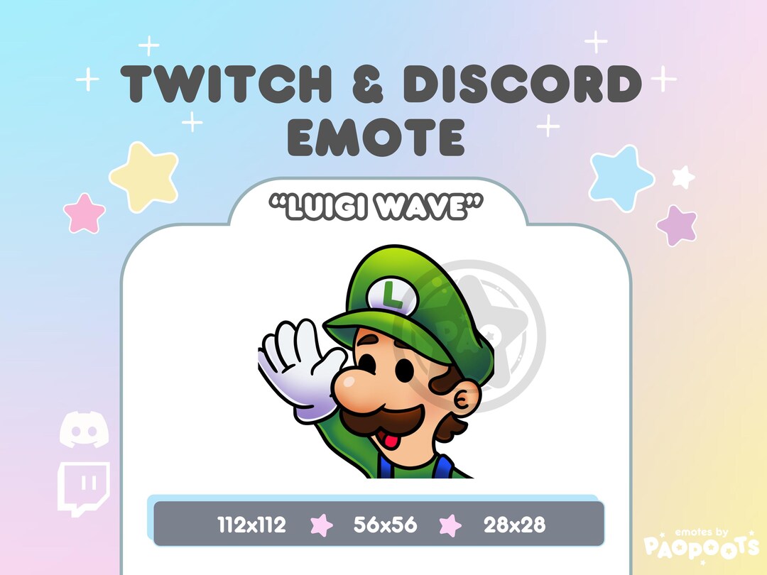 Cute Luigi Wave Emote | Twitch & Discord (digital Download) - Etsy