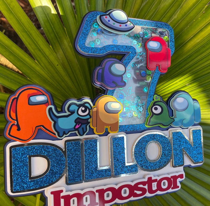 Among Us Cake Topper, Among Us Video-game Birthday, Birthday Party ...