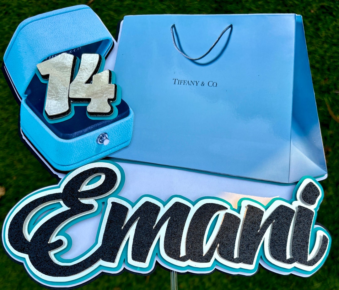 Tiffany Package Gift Bag Cake Topper | Custom Cake Topper | Tiffany ...