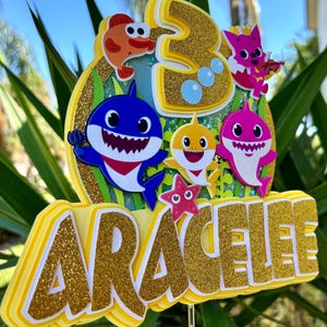 Baby Shark Cake Topper, Baby Shark Birthday, Cupcake Topper, Ping Fong ...