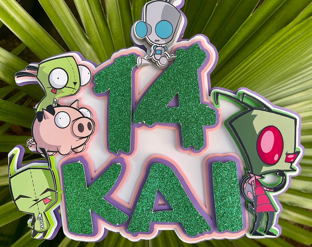 Invader Zim Cake Topper, Invader Zim Party Birthday, Banner Invader Zim ...