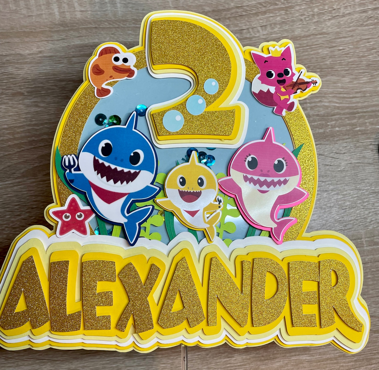 Baby Shark Cake Topper, Baby Shark Birthday, Cupcake Topper, Ping Fong ...