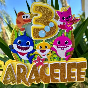 Baby Shark Cake Topper, Baby Shark Birthday, Cupcake Topper, Ping Fong ...