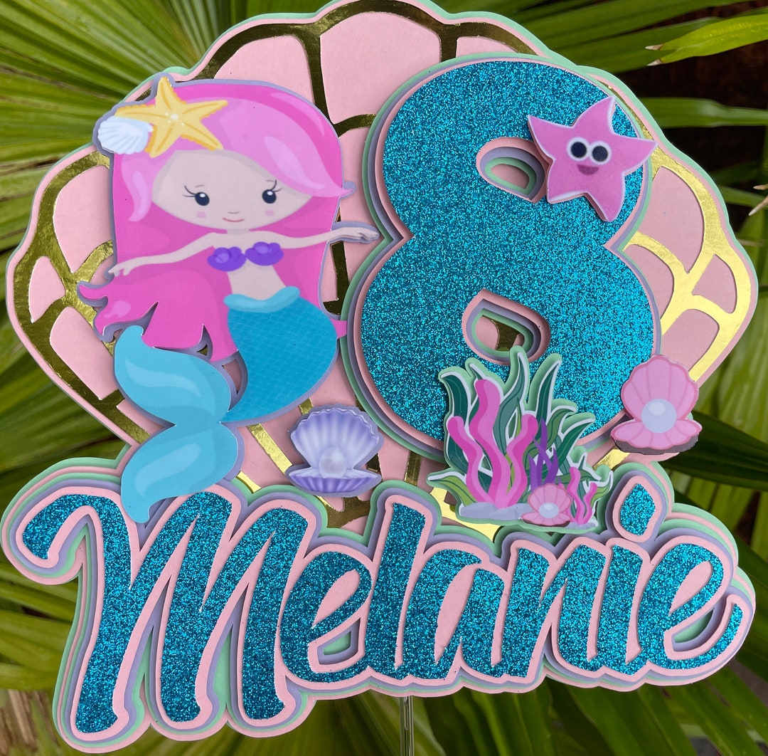 Mermaid Cake Topper, Mermaid Cupcake Topper, Mermaid 3D Cake Topper ...