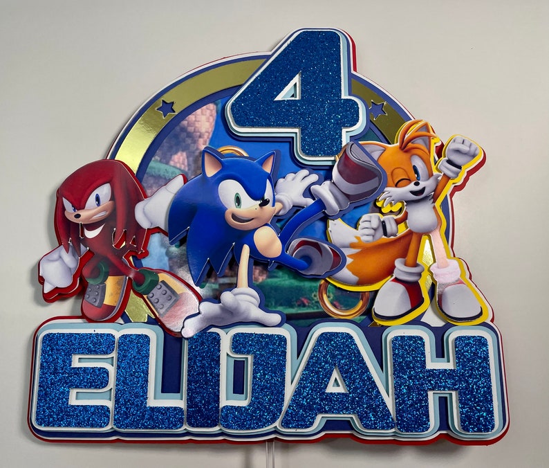 Sonic the Hedgehog Cake Topper, Sonic Theme Party, Birthday Cake Topper ...