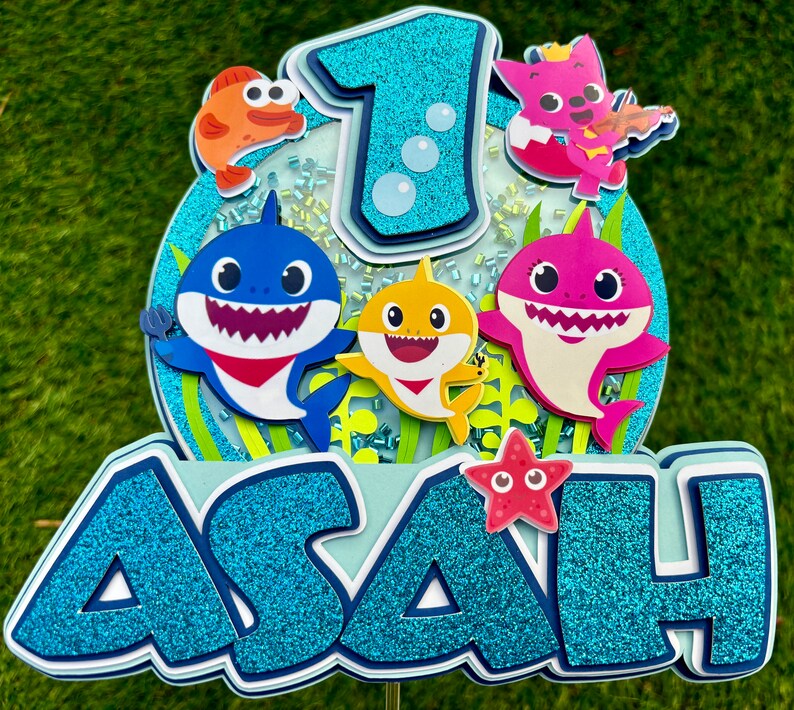 Baby Shark Cake Topper, Baby Shark Birthday, Cupcake Topper, Ping Fong ...