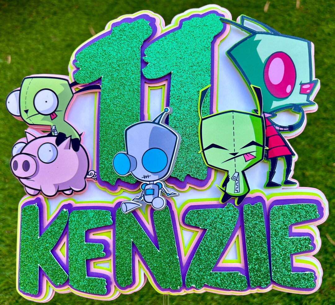 Invader Zim Cake Topper, Invader Zim Party Birthday, Banner Invader Zim ...