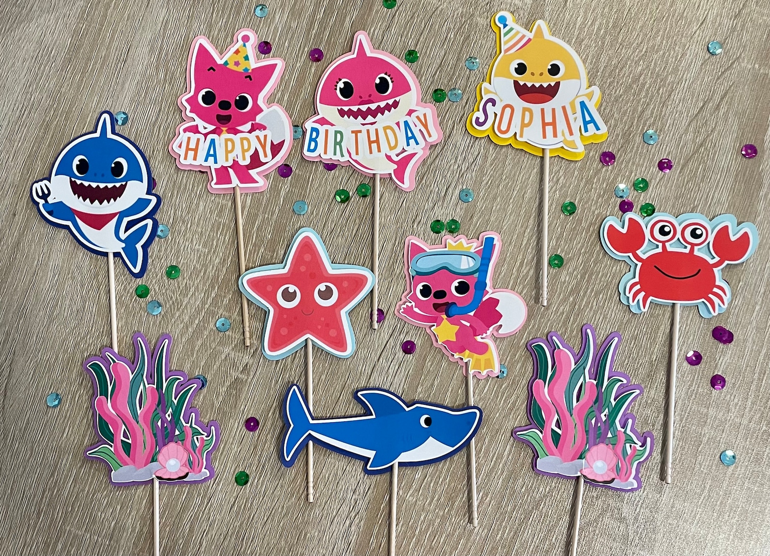 Baby Shark Cake Topper, Baby Shark Birthday, Cupcake Topper, Ping Fong ...