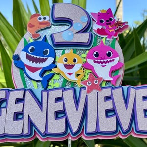 Baby Shark Cake Topper, Baby Shark Birthday, Cupcake Topper, Ping Fong ...