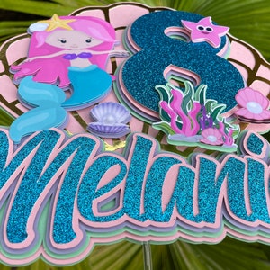 Mermaid Cake Topper, Mermaid Cupcake Topper, Mermaid 3D Cake Topper ...