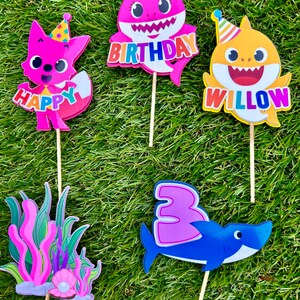 Baby Shark Cake Topper, Baby Shark Birthday, Cupcake Topper, Ping Fong ...